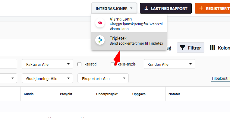 Tripletex: Sende timer fra Svenn til Tripletex